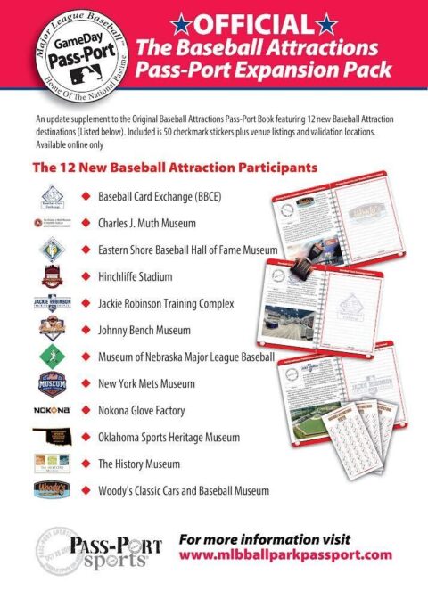 Baseball Attractions Pass-Port Expansion Pack | MLB BallPark Pass-Port